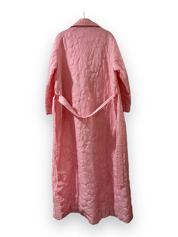 1960's Blush Pink Quilted Puff Satin Lounge Long Robe - Gem