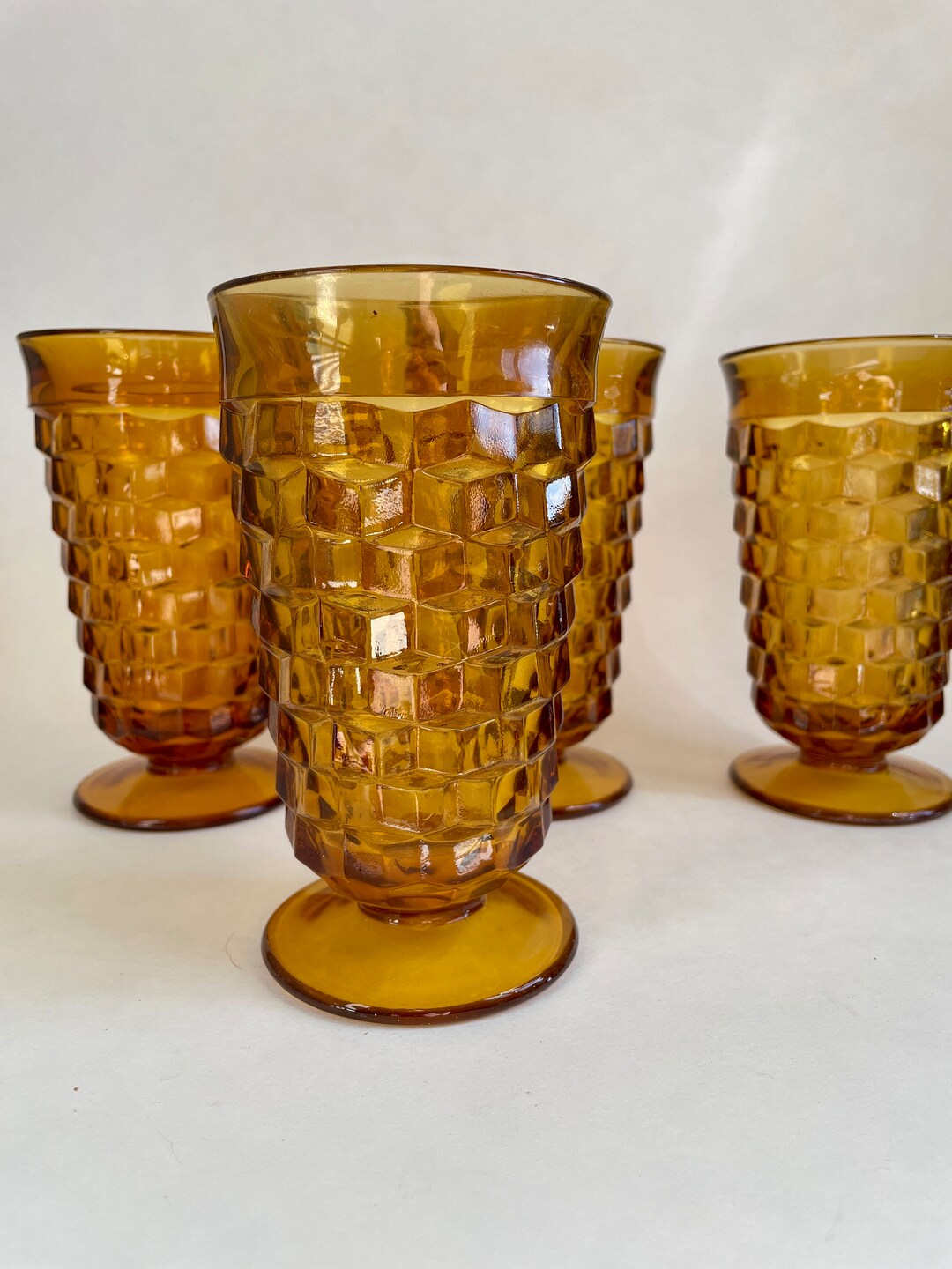 Vintage Whitehall Amber Brown Glass Goblets Set of Four Mcm - Etsy