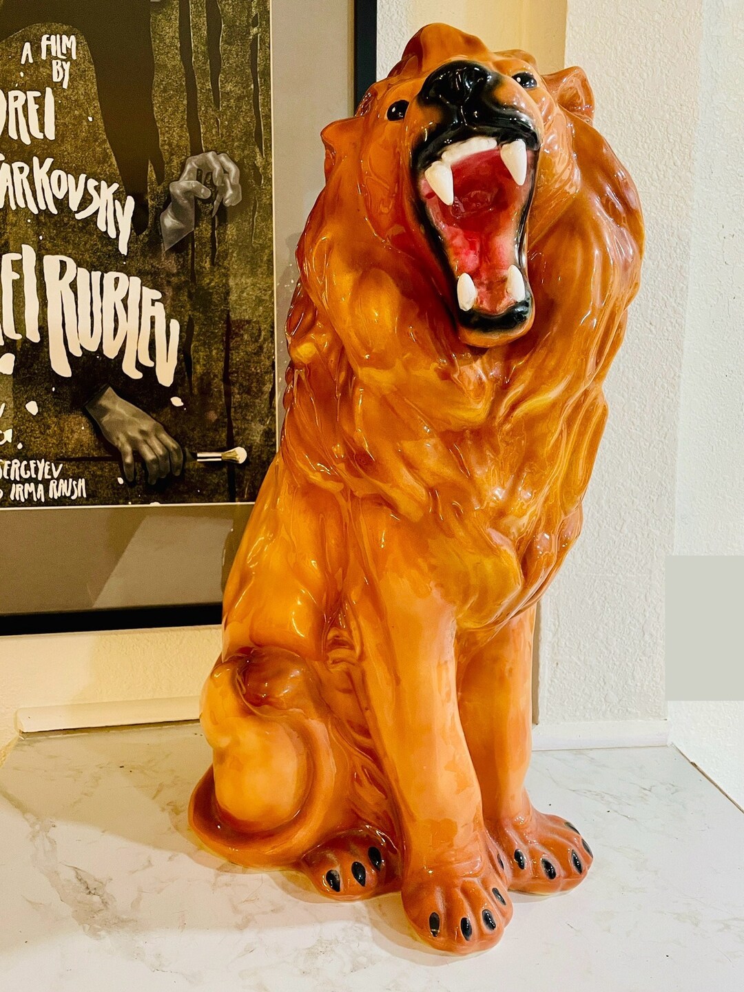 Ceramic Roaring Italian Lion Statue - Etsy