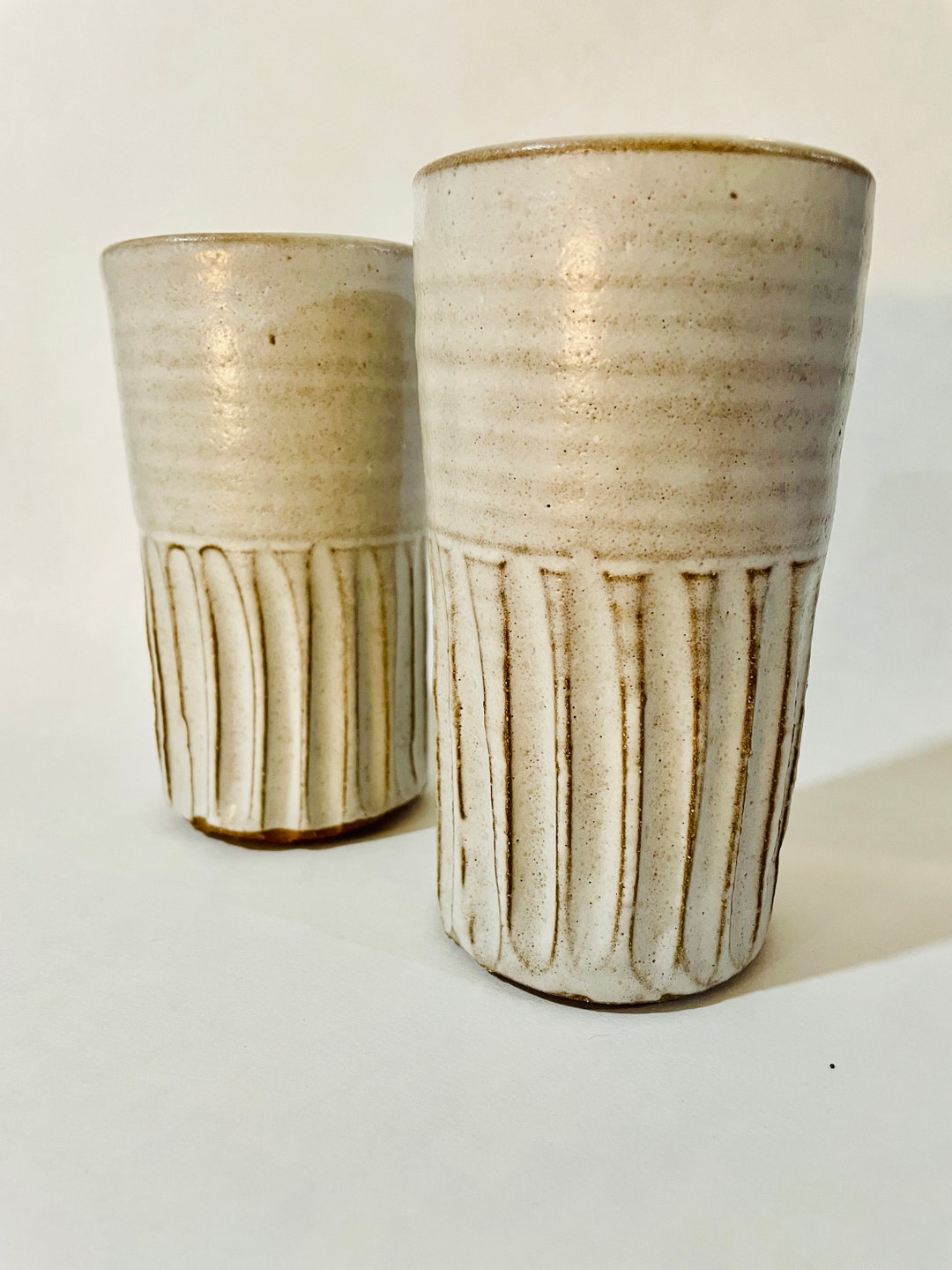 Steve Coburn White Glazed Pottery Tumblers - Etsy