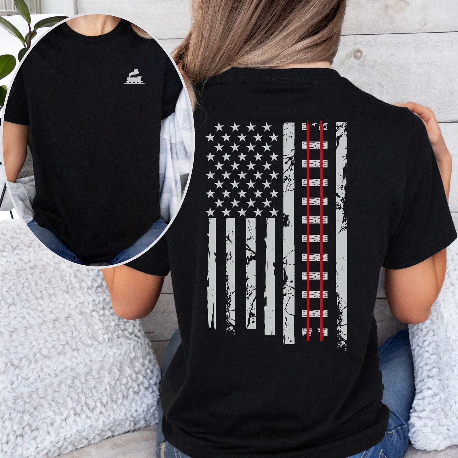 Custom Railroad Shirt, Personalized Railroad Tee, Railroad Flag Tee ...