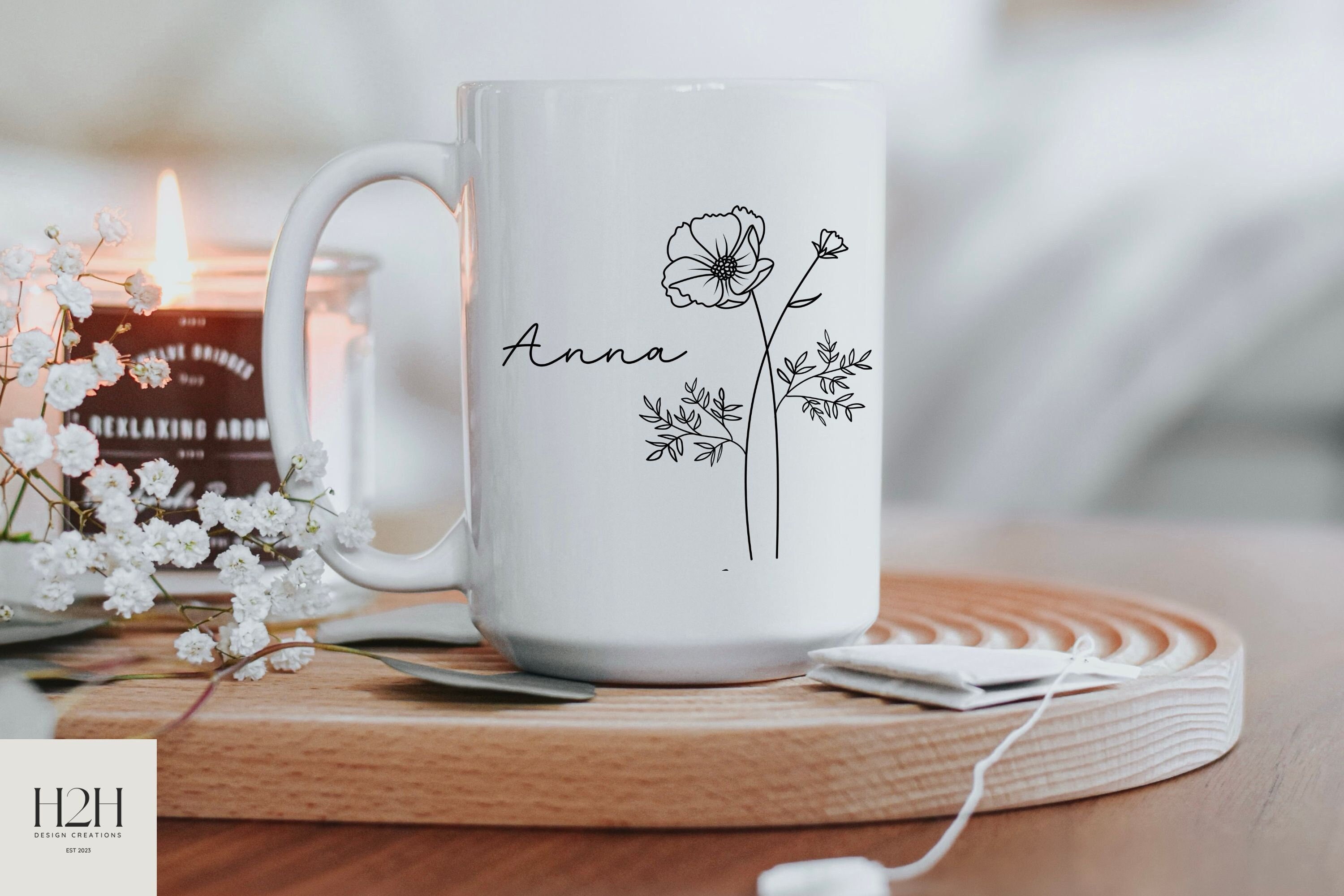 Personalized Birth Flower Mug, Personalized Birth Flower Cup, Birthday ...