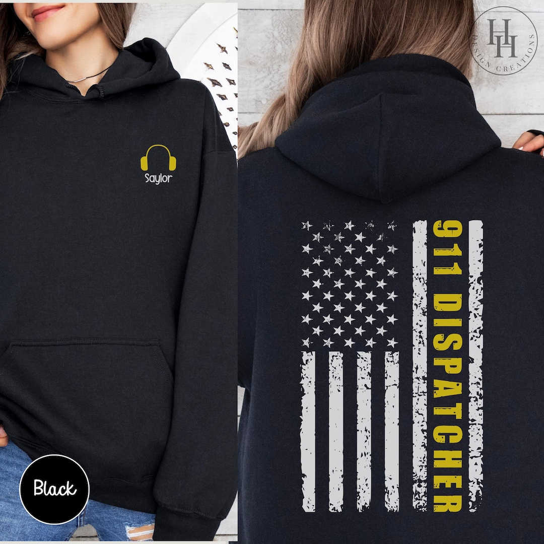 911 Dispatcher Hoodie, Dispatcher Flag Hoodie, Gift for 911 Dispatcher ...