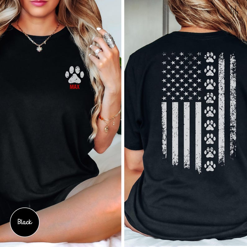 Personalized Paw Print Shirt Paw Print Flag Shirt Custom Dog Shirt Dog ...