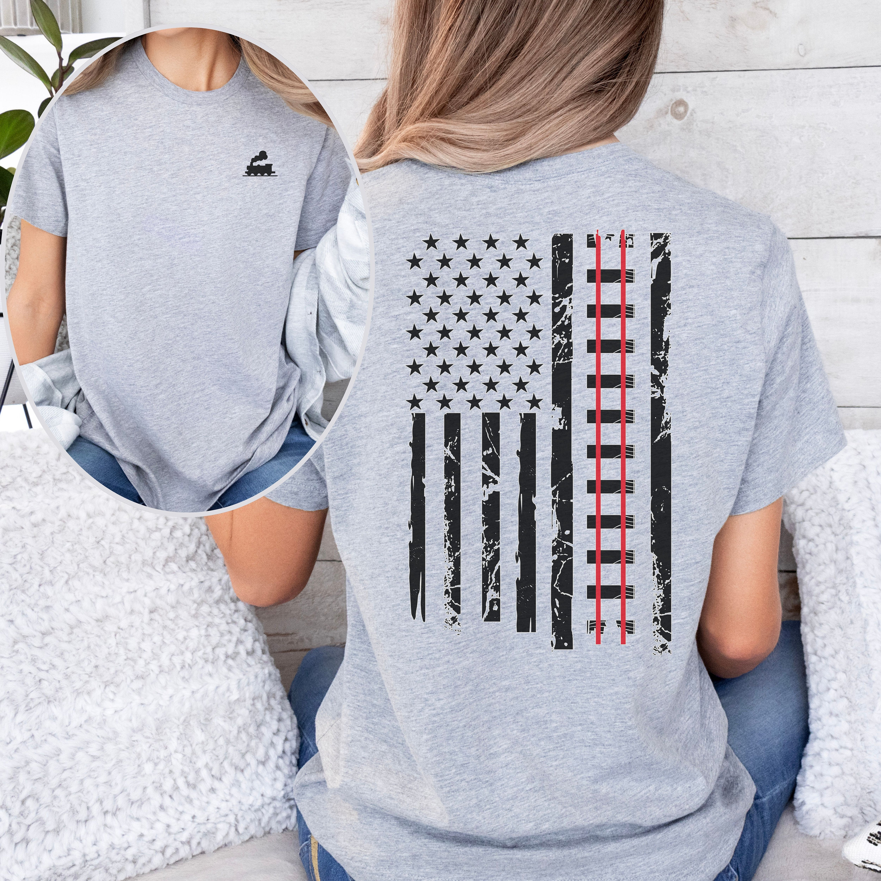Custom Railroad Shirt, Personalized Railroad Tee, Railroad Flag Tee ...