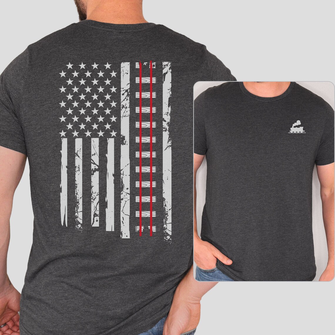 Custom Railroad Shirt, Personalized Railroad Tee, Railroad Flag Tee ...