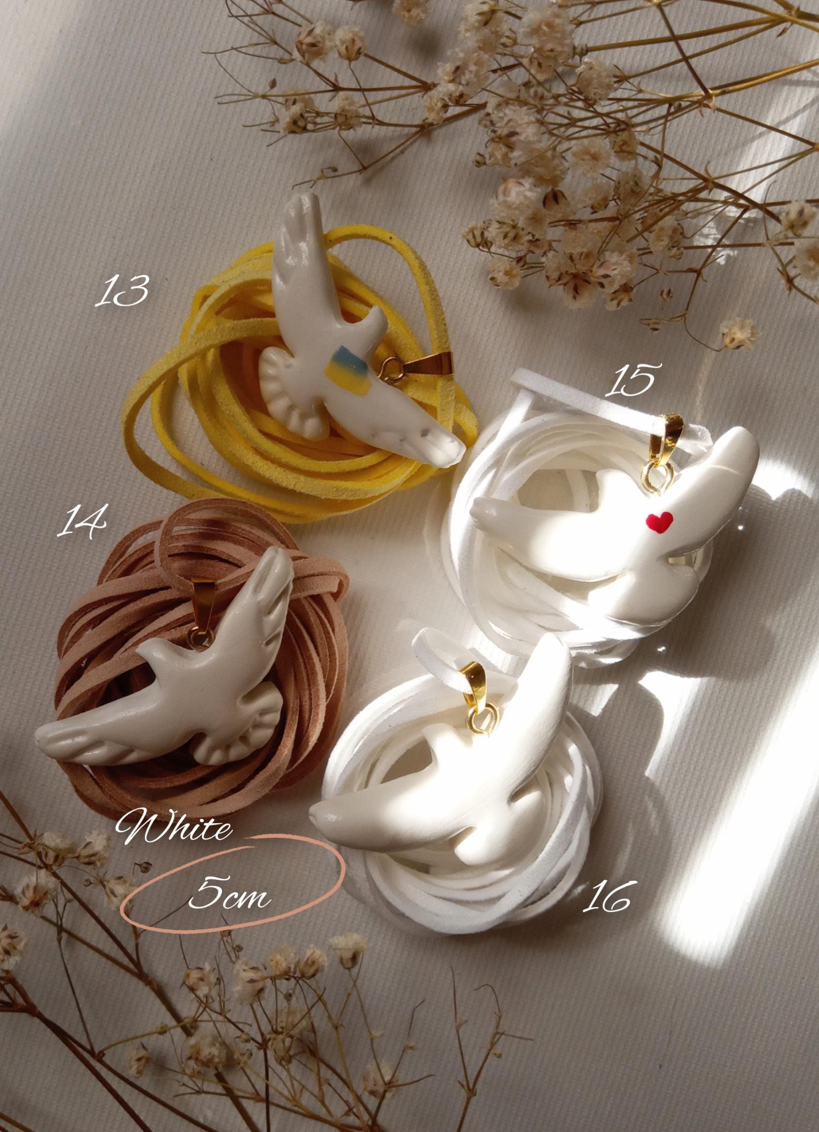Pendant on the Neck Necklace Dove of Peace Clay Jewelery Neck Air Dry ...