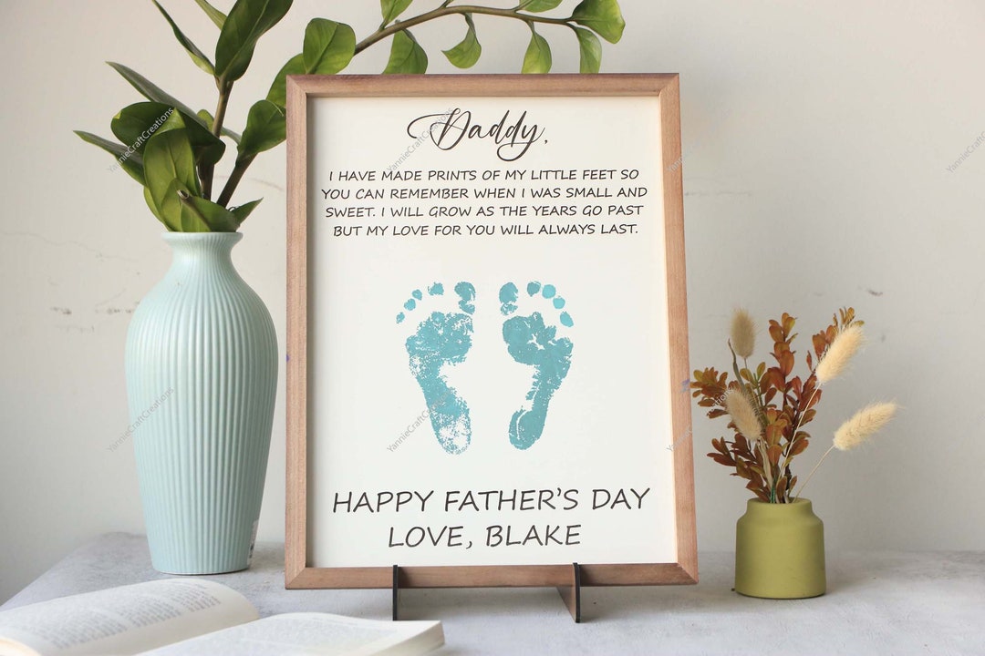 Happy Father's Day Hands Down Wooden Sign, Handprint Sign for Father ...