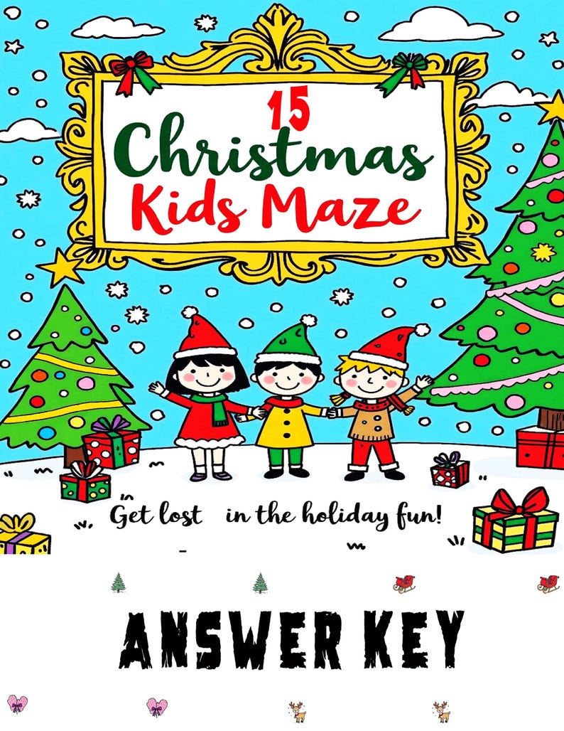 Christmas Maze Worksheets for Kids | 15 Holiday Puzzles (PDF & JPG) - Etsy