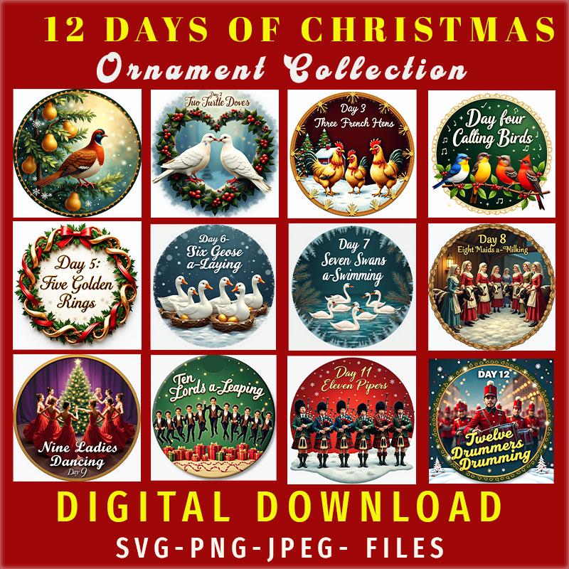 12 Days of Christmas Ornaments Collection (digital Download) - Etsy