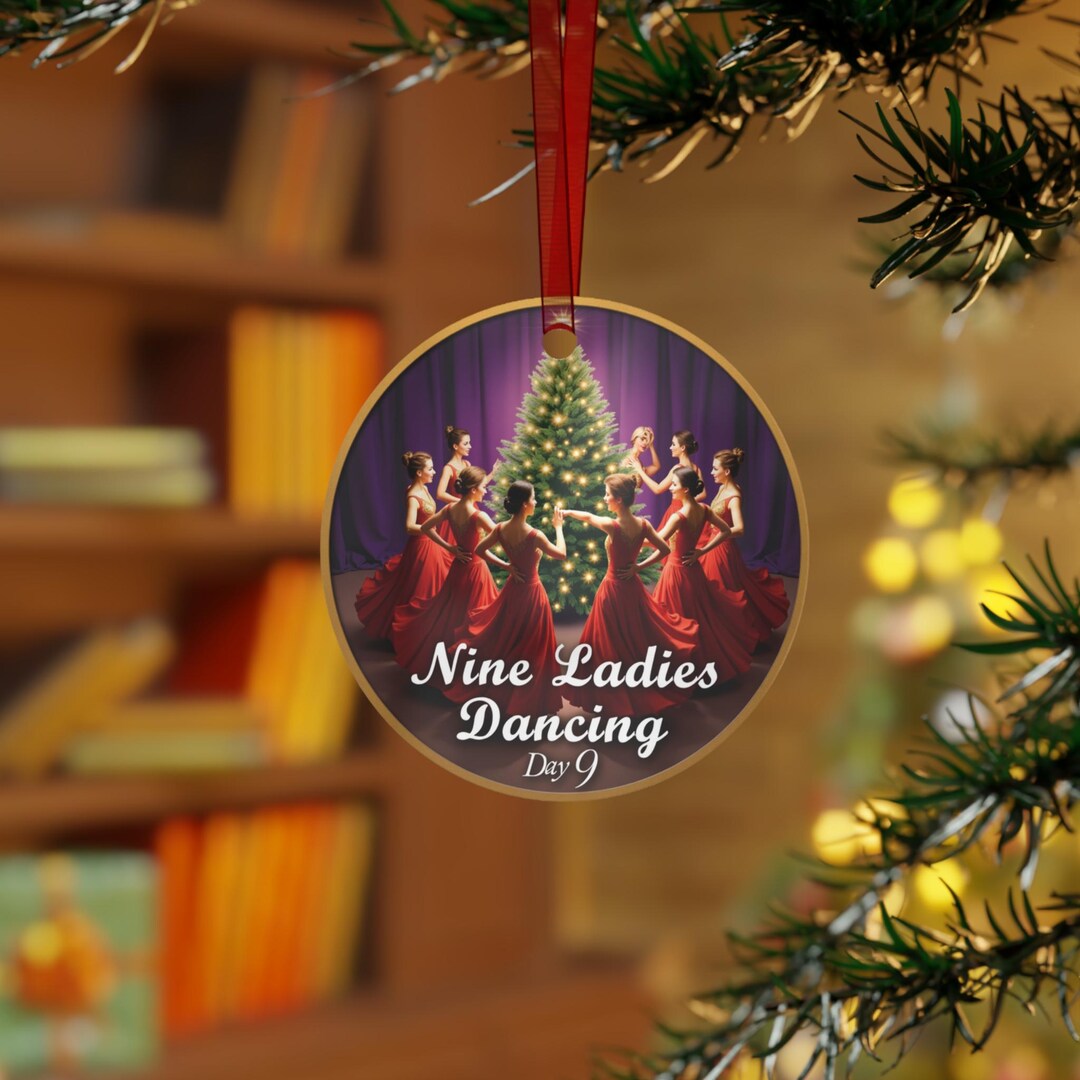 Nine Ladies Dancing Metal Christmas Ornaments, Holiday Tree Decor, Set ...