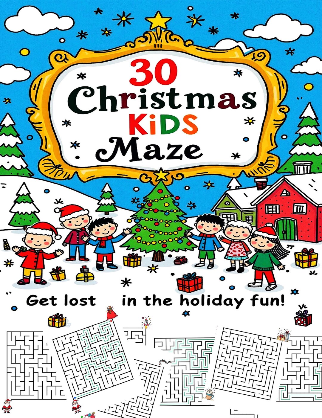 Christmas Maze Worksheets for Kids | 30 Holiday Puzzles (PDF & JPG) - Etsy
