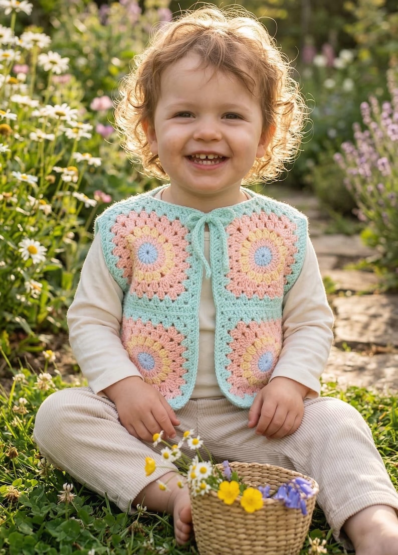 Crochet Baby Vest Pattern, Easy Granny Square, 1-2 Years Old (PDF ...