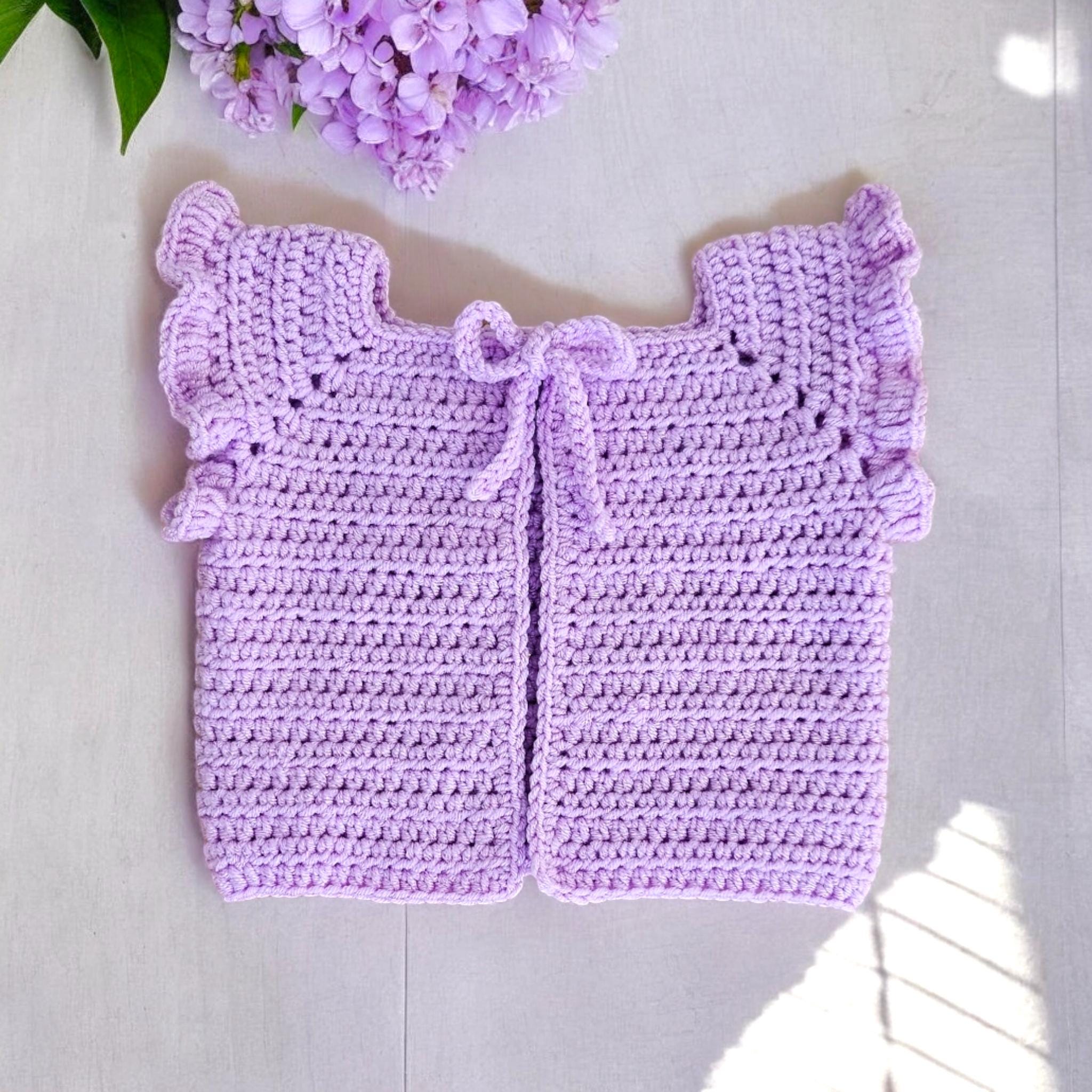 Crochet Baby Vest Pattern, Ruffle Sleeve Cardigan ,boho Baby Clothes (0 ...