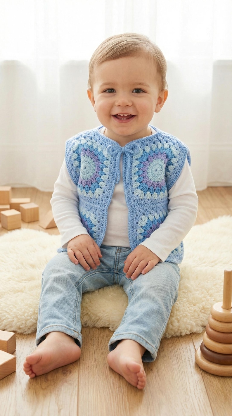 Crochet Baby Vest Pattern, Easy Granny Square, 1-2 Years Old (PDF ...
