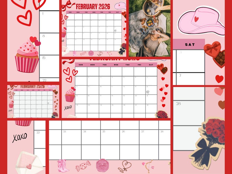 Editable February 2026 Calendar, Printable Calendar W/ Cute Country ...