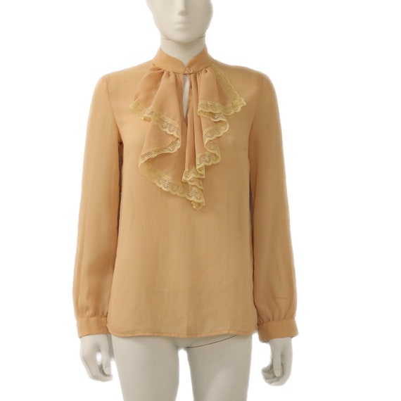 60 peach sheer blouse with ruffles - Gem
