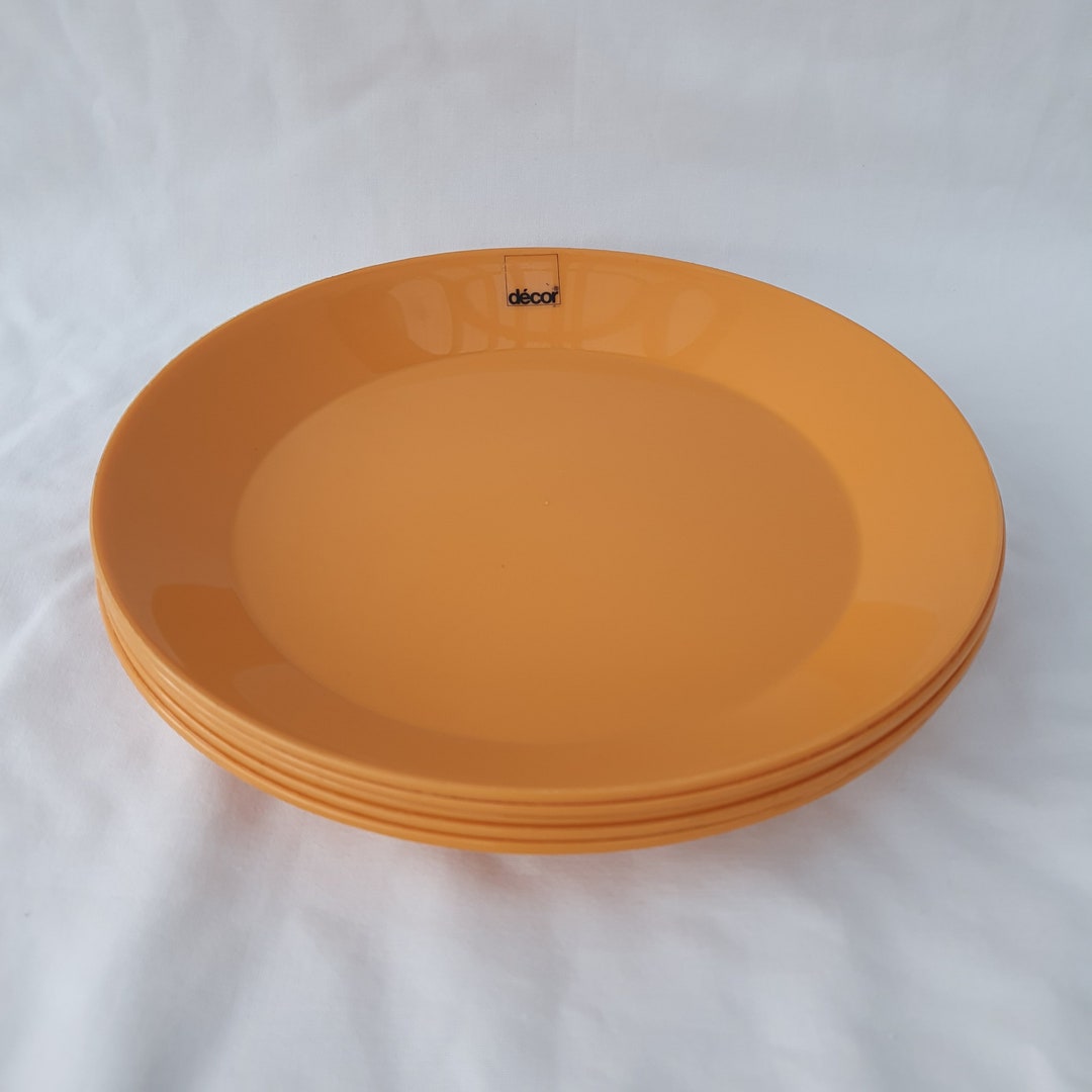 Vintage Decor Orange Plastic Plates Set of 5 | Picnic | Kids | - Etsy
