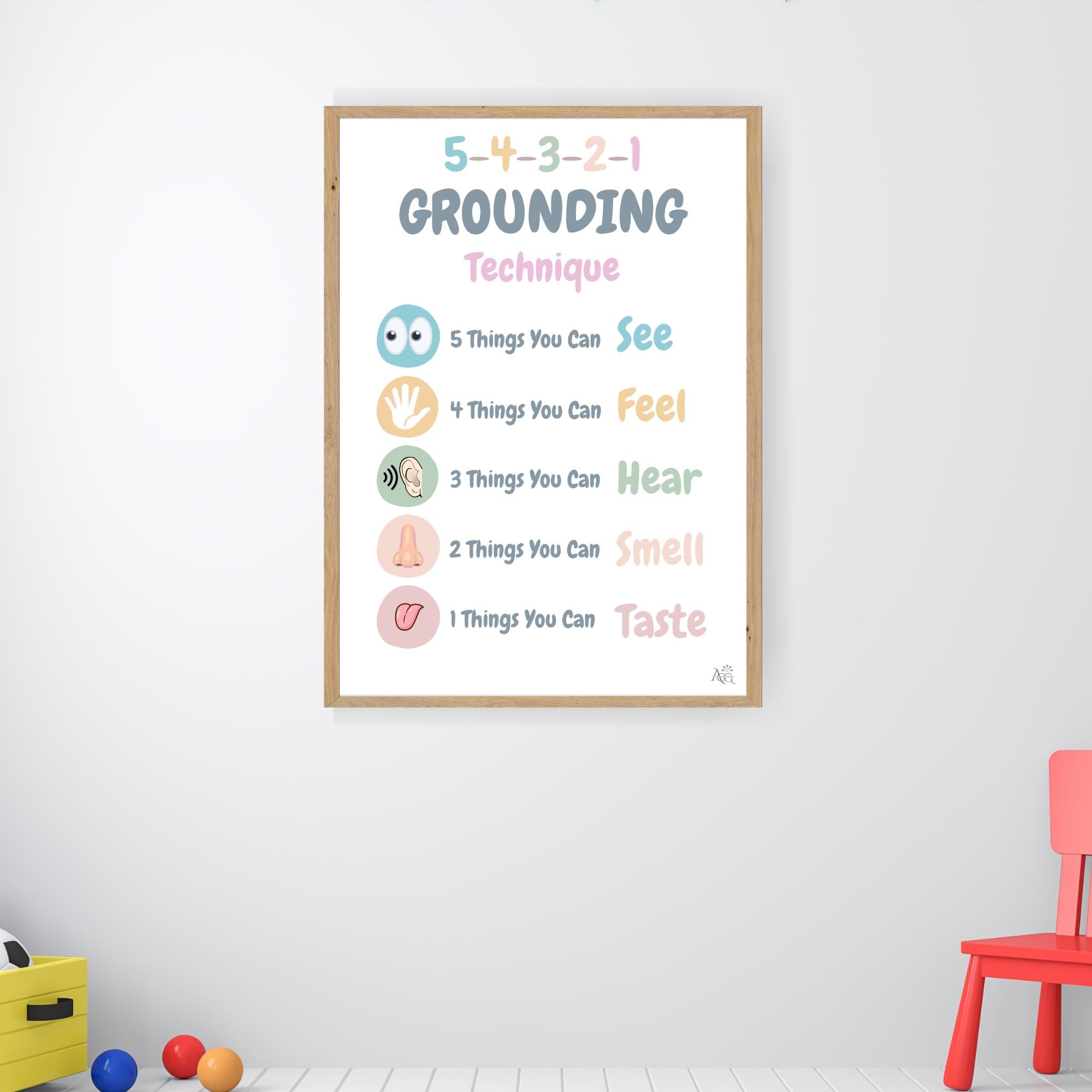 Grounding Poster; Kids Educational Wall Art 5 4 3 2 1, Counselling ...