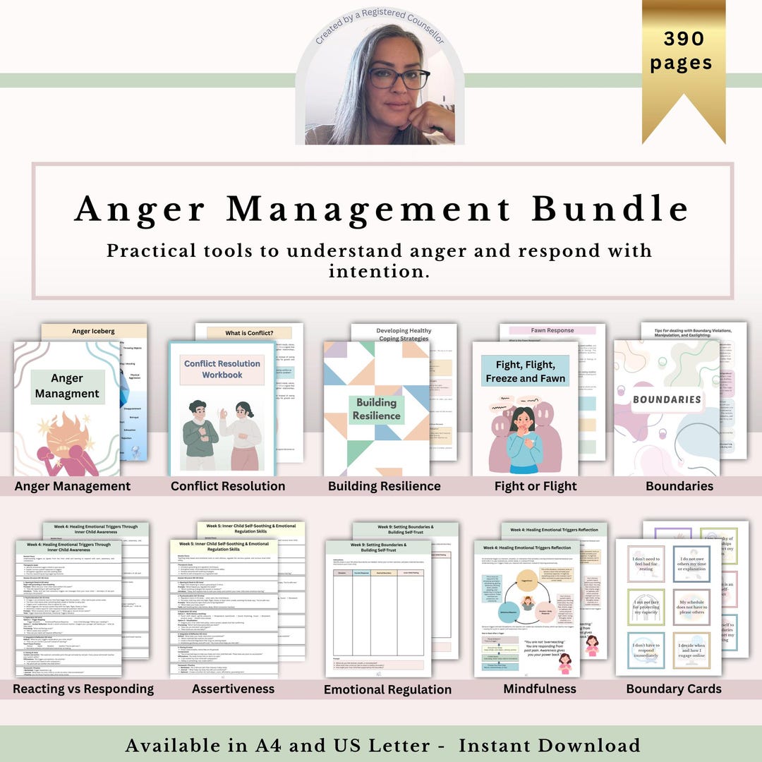 Anger Management Workbook Bundle | Emotional Regulation, Boundaries ...