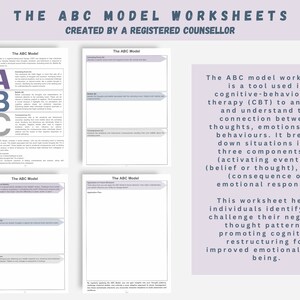 CBT Worksheets / ABC Model / Cognitive Behaviour Therapy / Therapy ...
