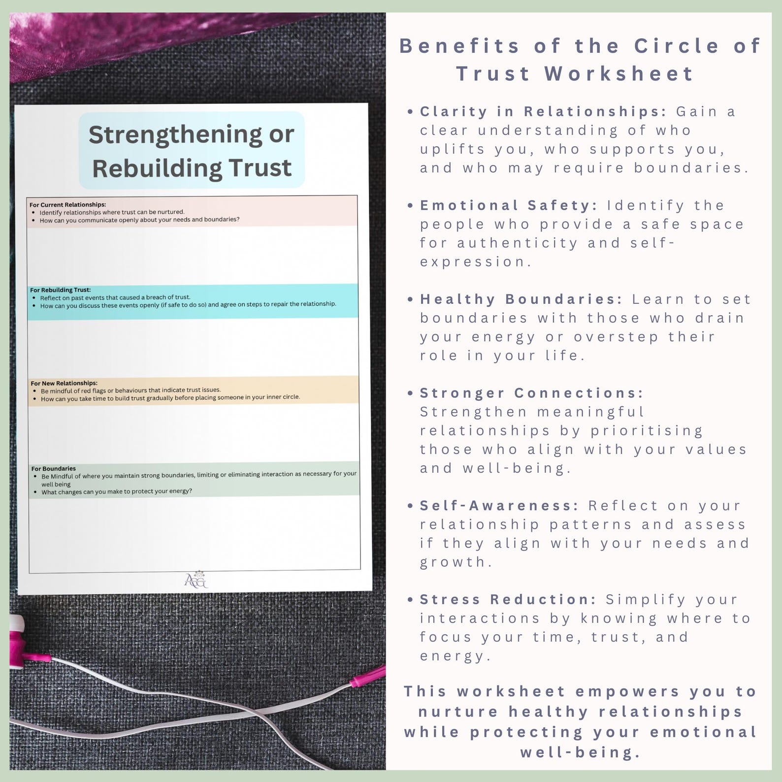 Circle of Trust Worksheet: Relationship Boundaries & Personal Growth ...