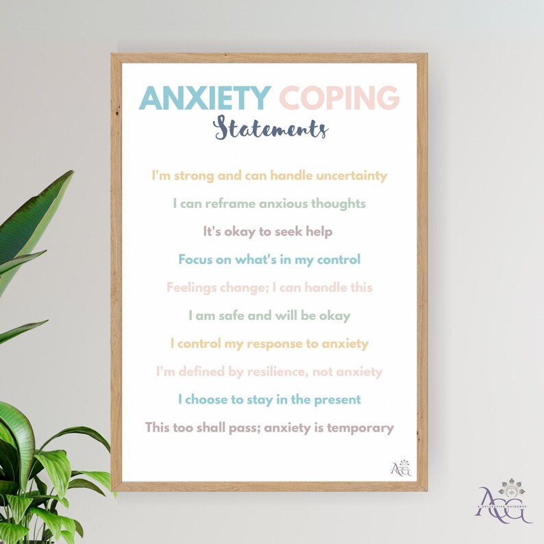 Anxiety Coping Statements Poster: Counseling Office Decor (digital ...