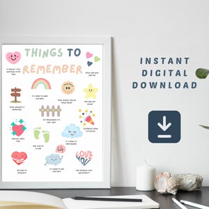 Things to Remember Poster, Positive Affirmation, Therapy Poster ...