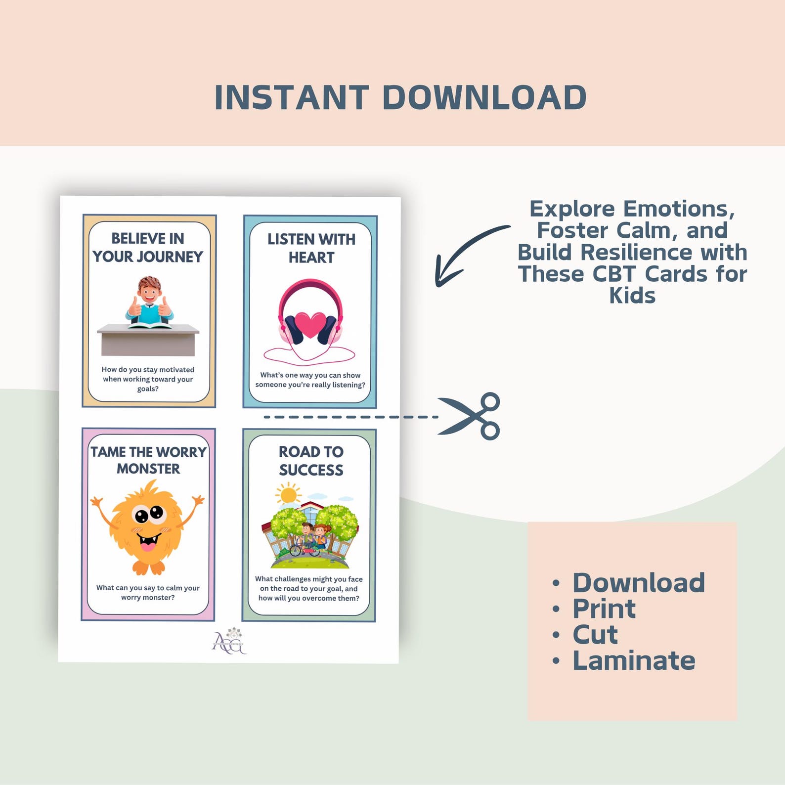 CBT Cards for Kids, Cognitive Behavioral Therapy Question Cards ...