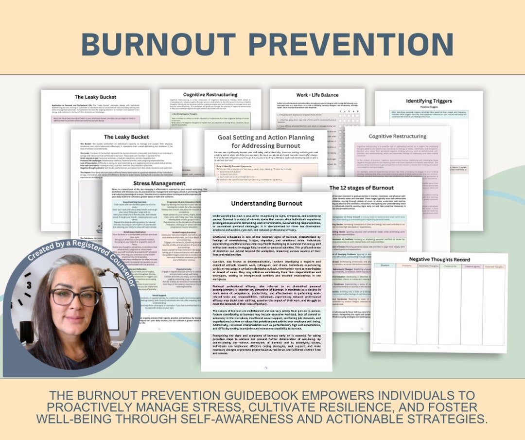 Burnout Workbook, Stress Management Tips, Therapy Worksheets Instant ...