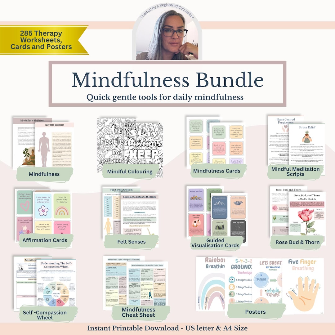 Mindfulness and Grounding Skills Bundle - Anxiety Management, PDF ...