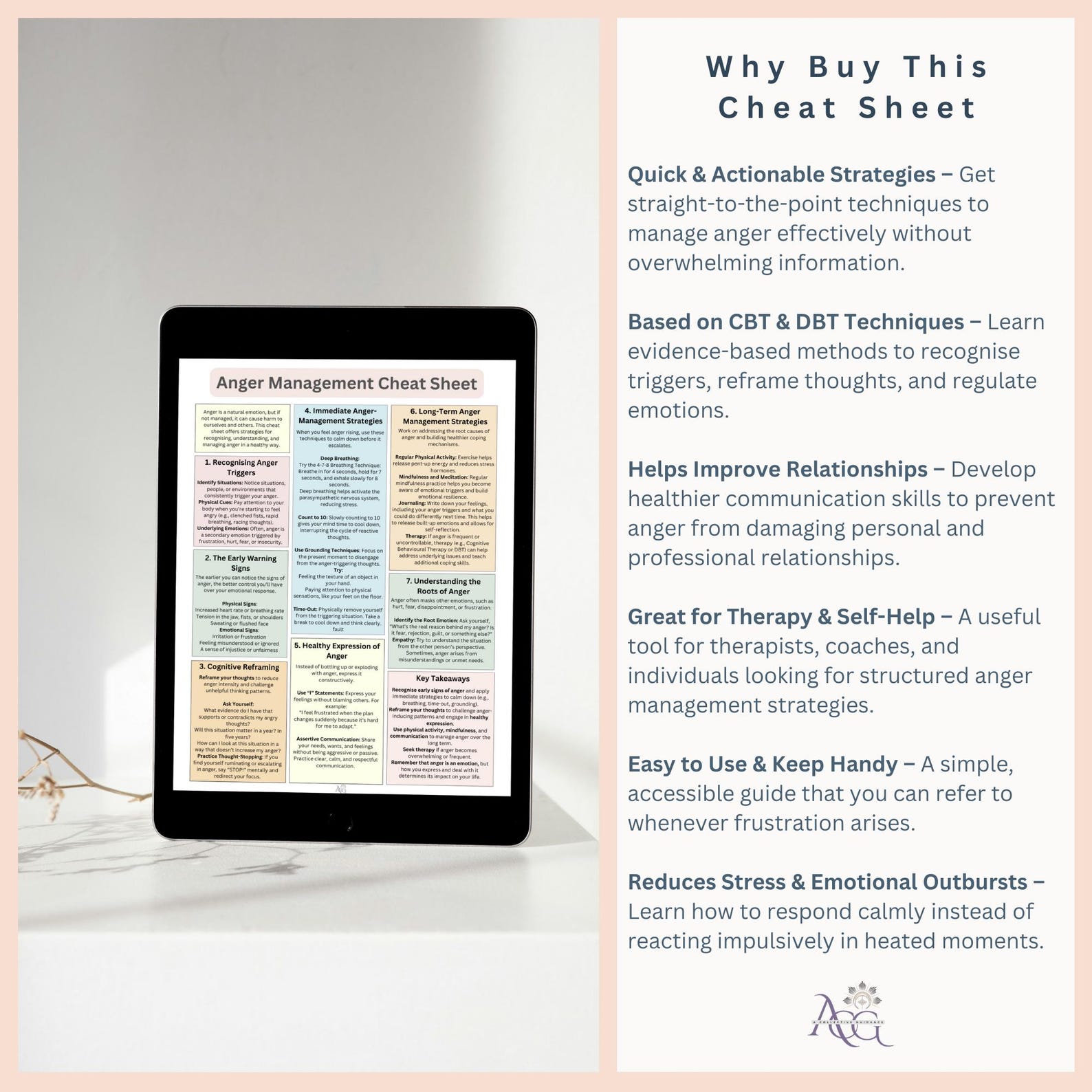 Anger Cheat Sheet | Anger Management Worksheet & CBT Coping Skills ...