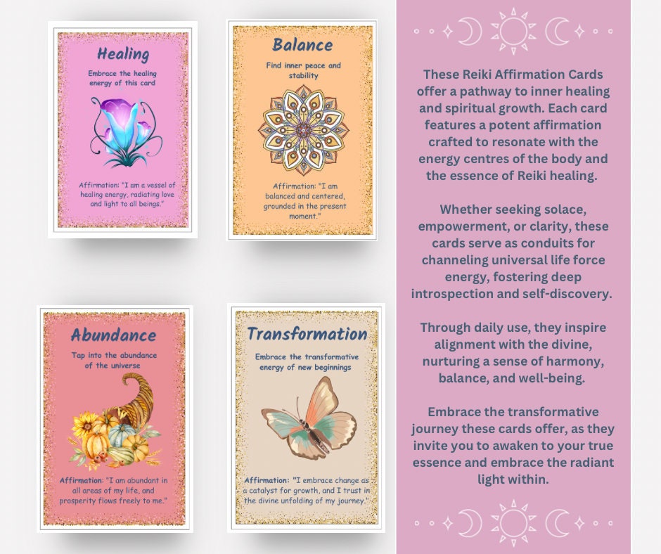 Reiki Affirmation Cards / Reiki Healing / Affirmation Cards / Digital ...