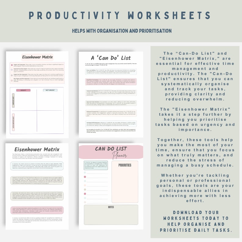 Priority Matrix Worksheets / Therapy Worksheets / ADHD / Priority to Do ...