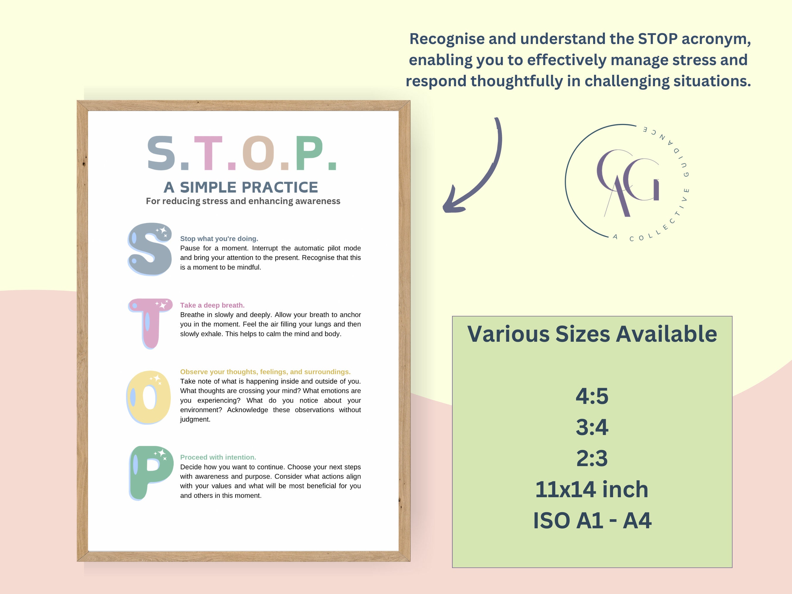 STOP Poster, STOP Grounding Technique, Therapy Poster, Therapy Office ...