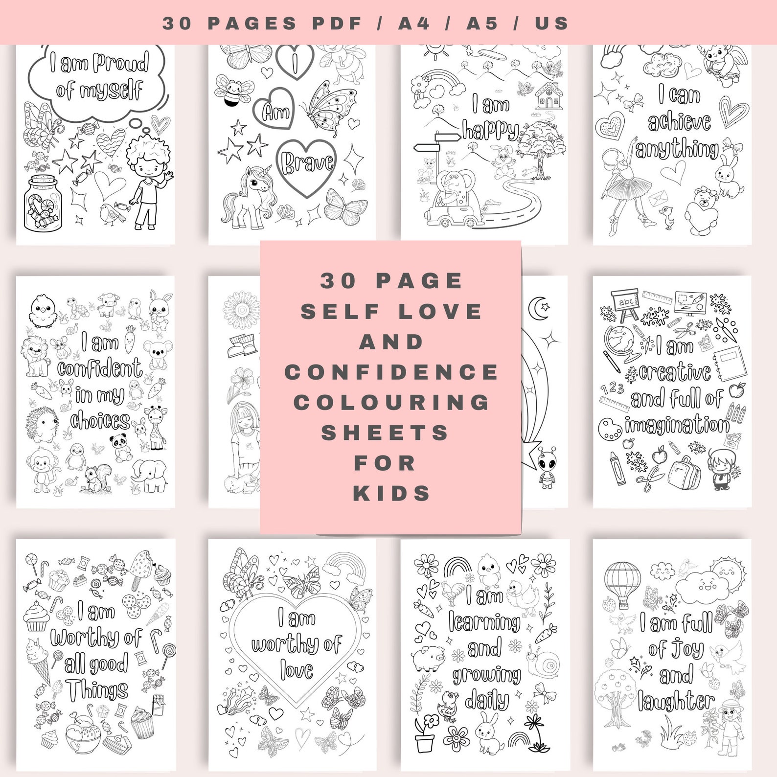Mindfulness Colouring for Kids / Self Love Colouring / Self Esteem ...