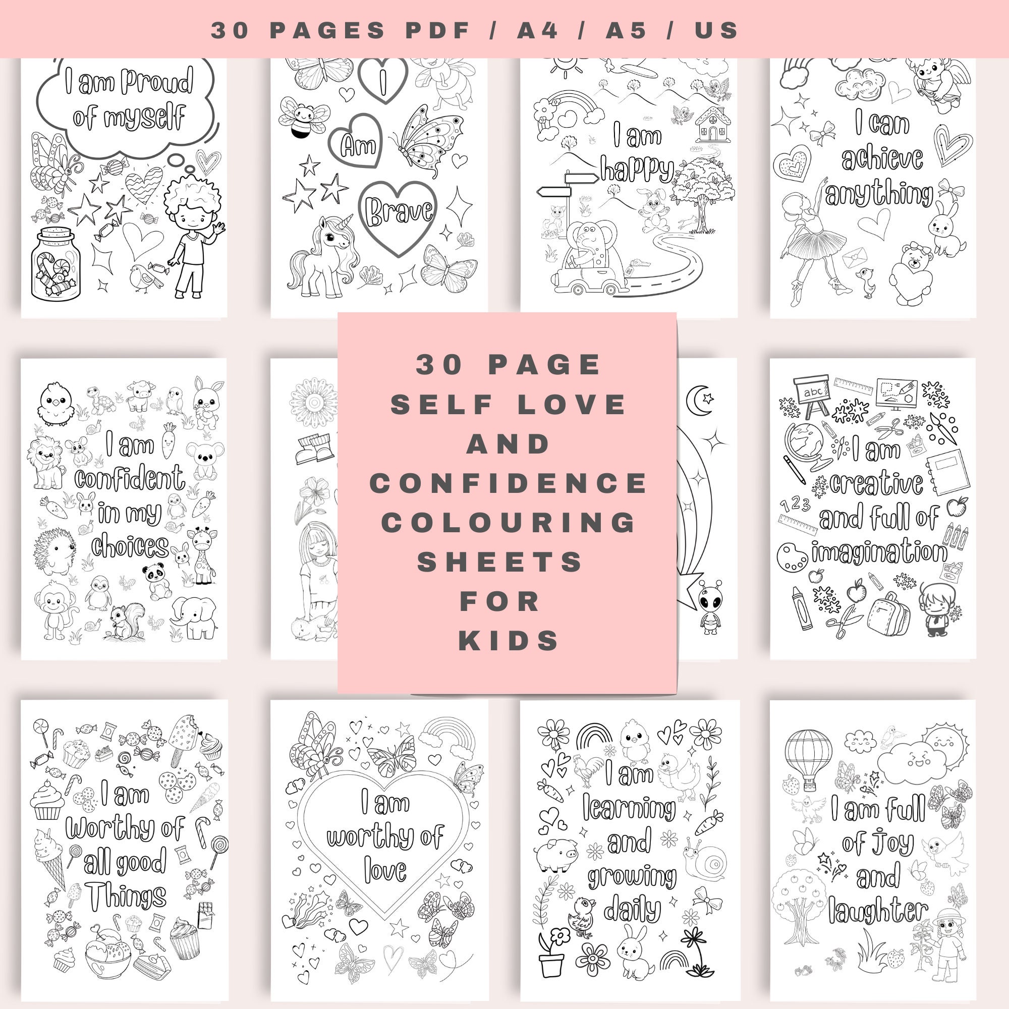 Mindfulness Colouring for Kids / Self Love Colouring / Self Esteem ...