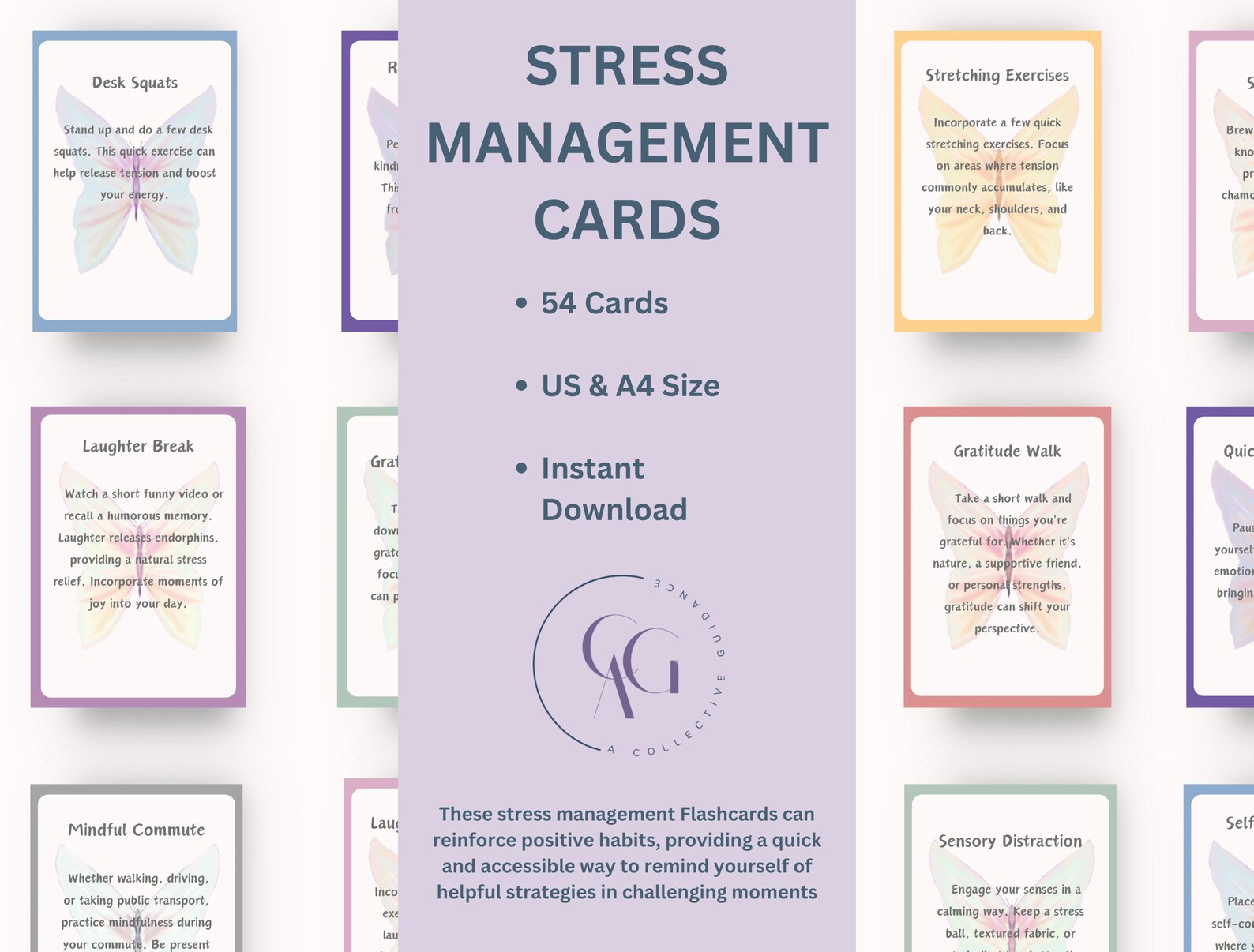 Stress Management Cards / Stress Relief Card / Mindfulness Flashcards ...