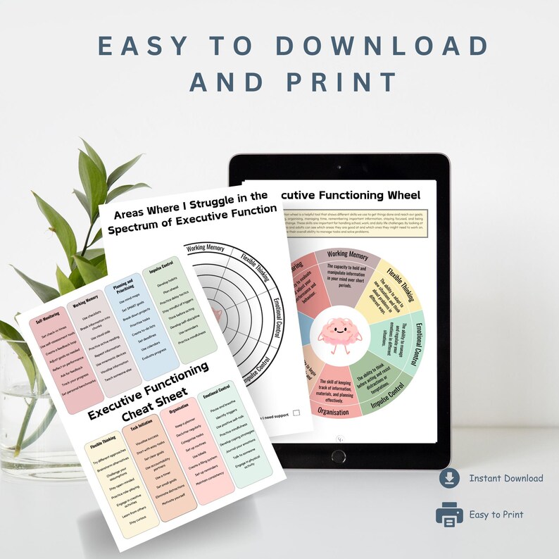 Executive Function Wheel Cheat Sheet for Adults & Teens, ADHD ...