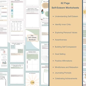 Self-esteem & Confidence Building Worksheets, CBT Tools for Personal ...