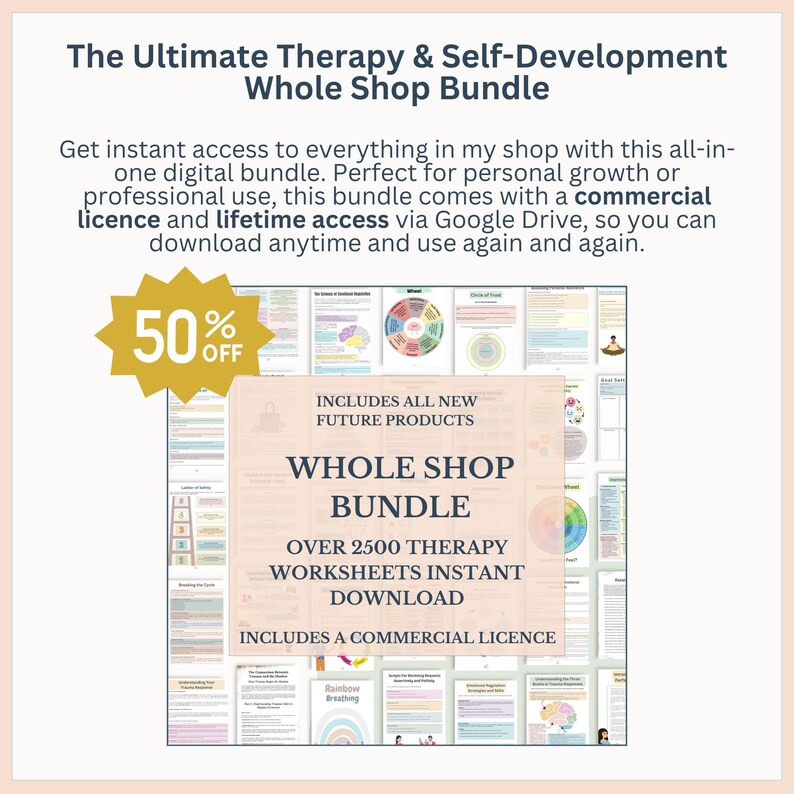 CBT Worksheets Bundle | Therapist Sheets for Anxiety, Boundaries and ...