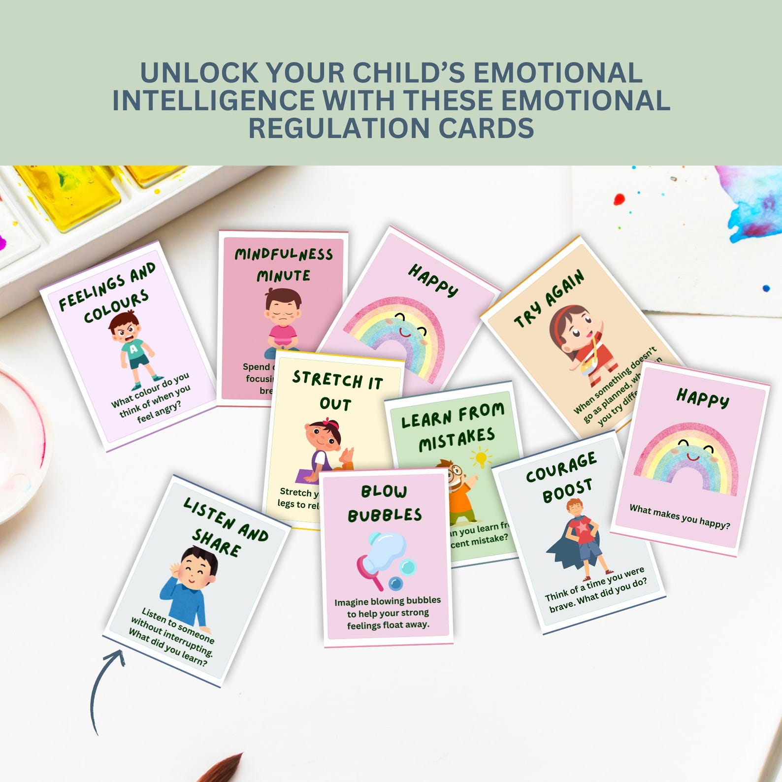Emotional Regulation Cards for Kids: Feelings & Coping (digital ...