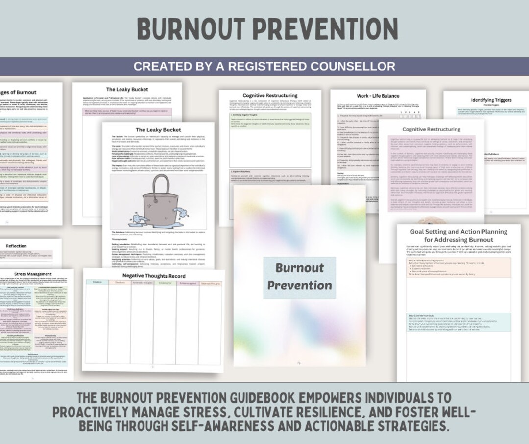 Burnout Workbook / Stress Management / Therapy Worksheets / CBT ...