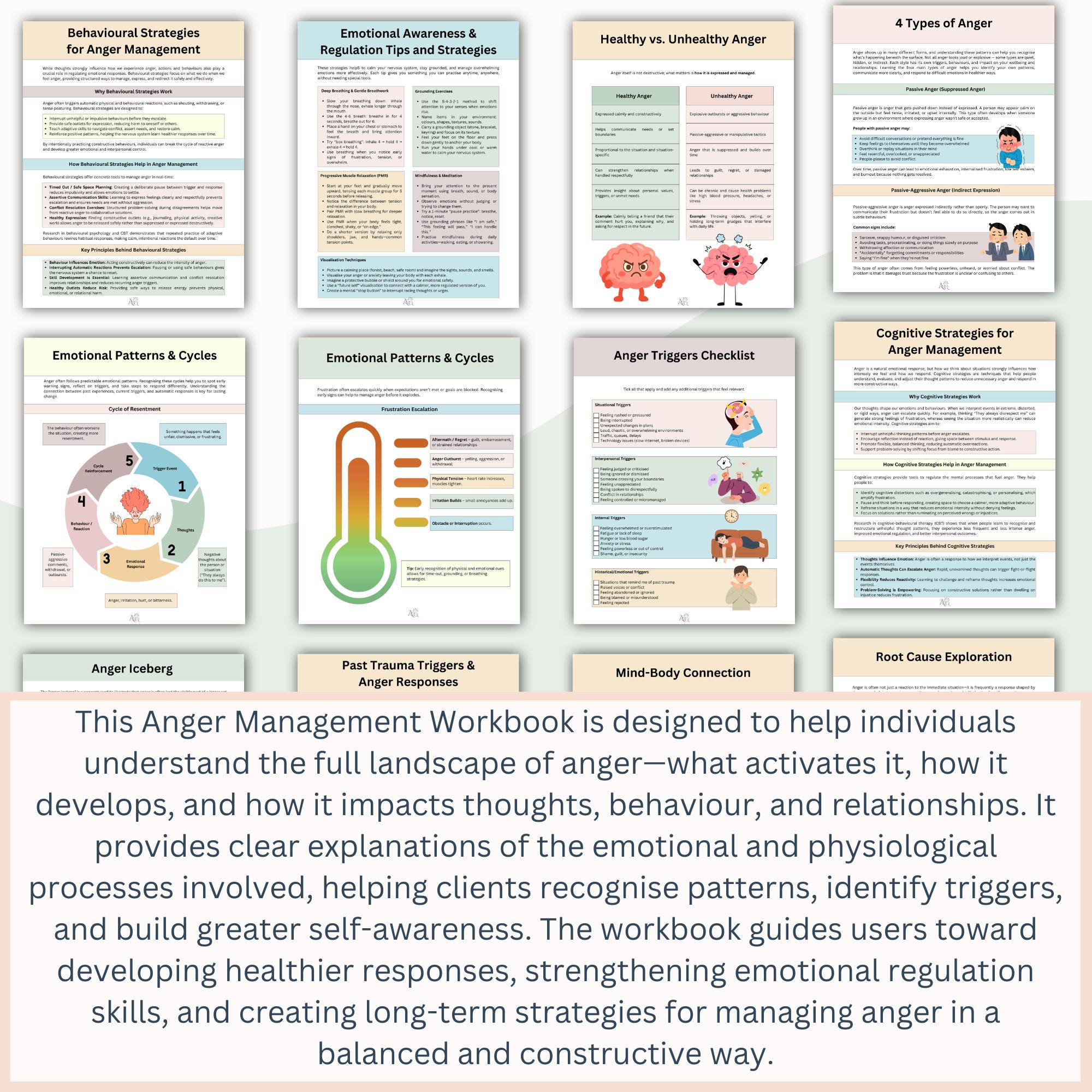 Anger Management Workbook | CBT Worksheets | Emotional Regulation ...