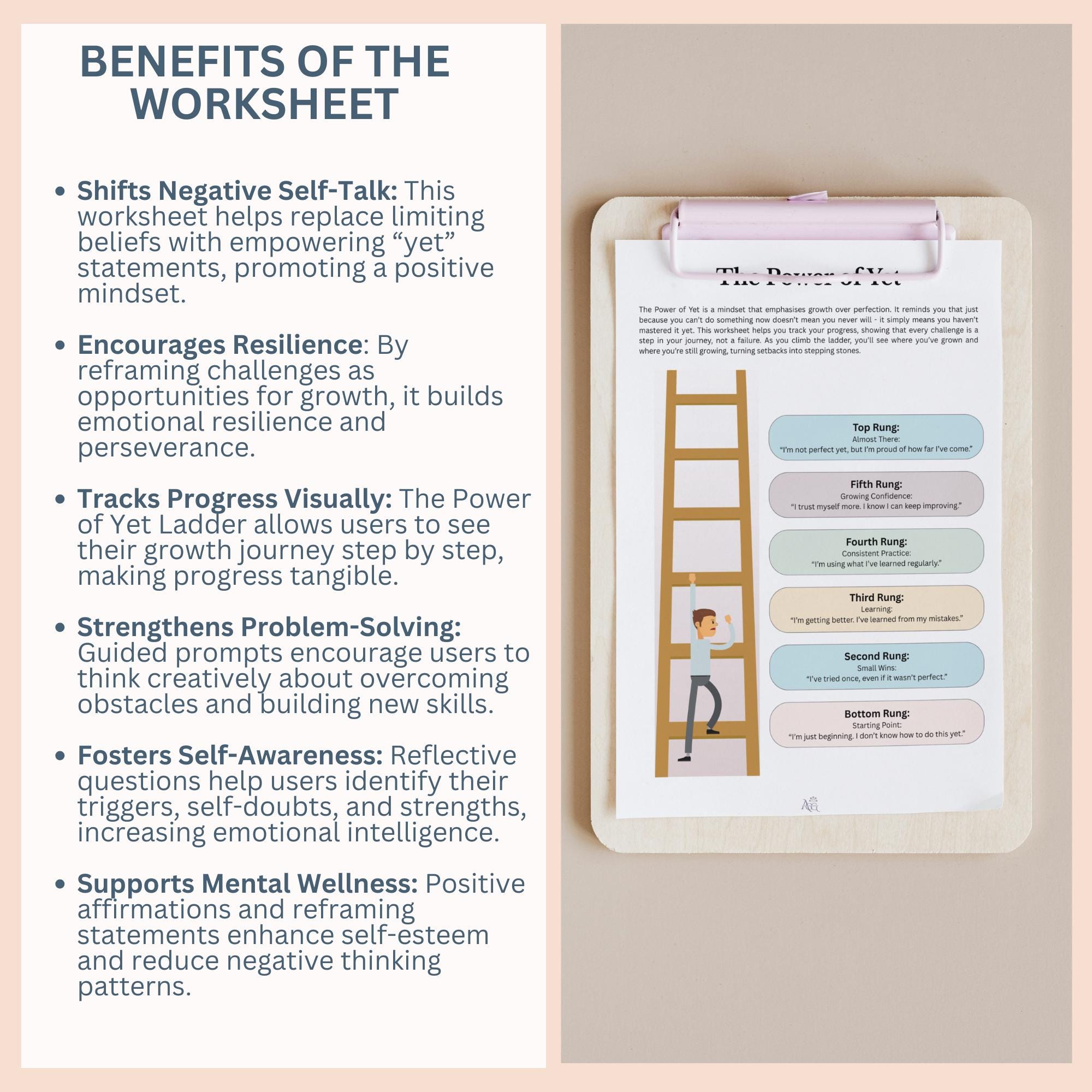 Growth Mindset Worksheet: the Power of Yet, Self Improvement (digital ...