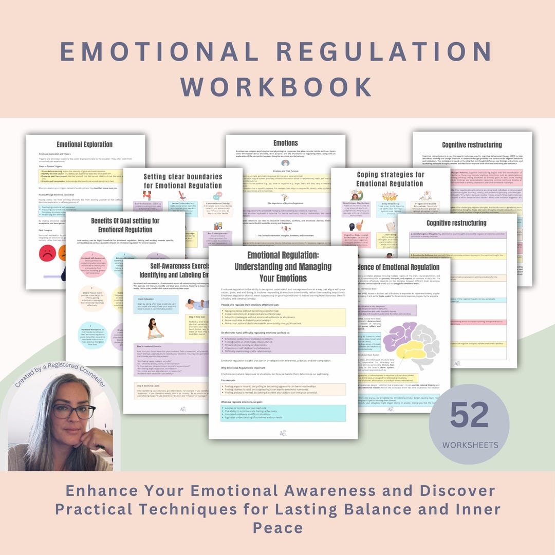 Emotional Regulation Workbook | Manage Emotions & Therapy Worksheets ...