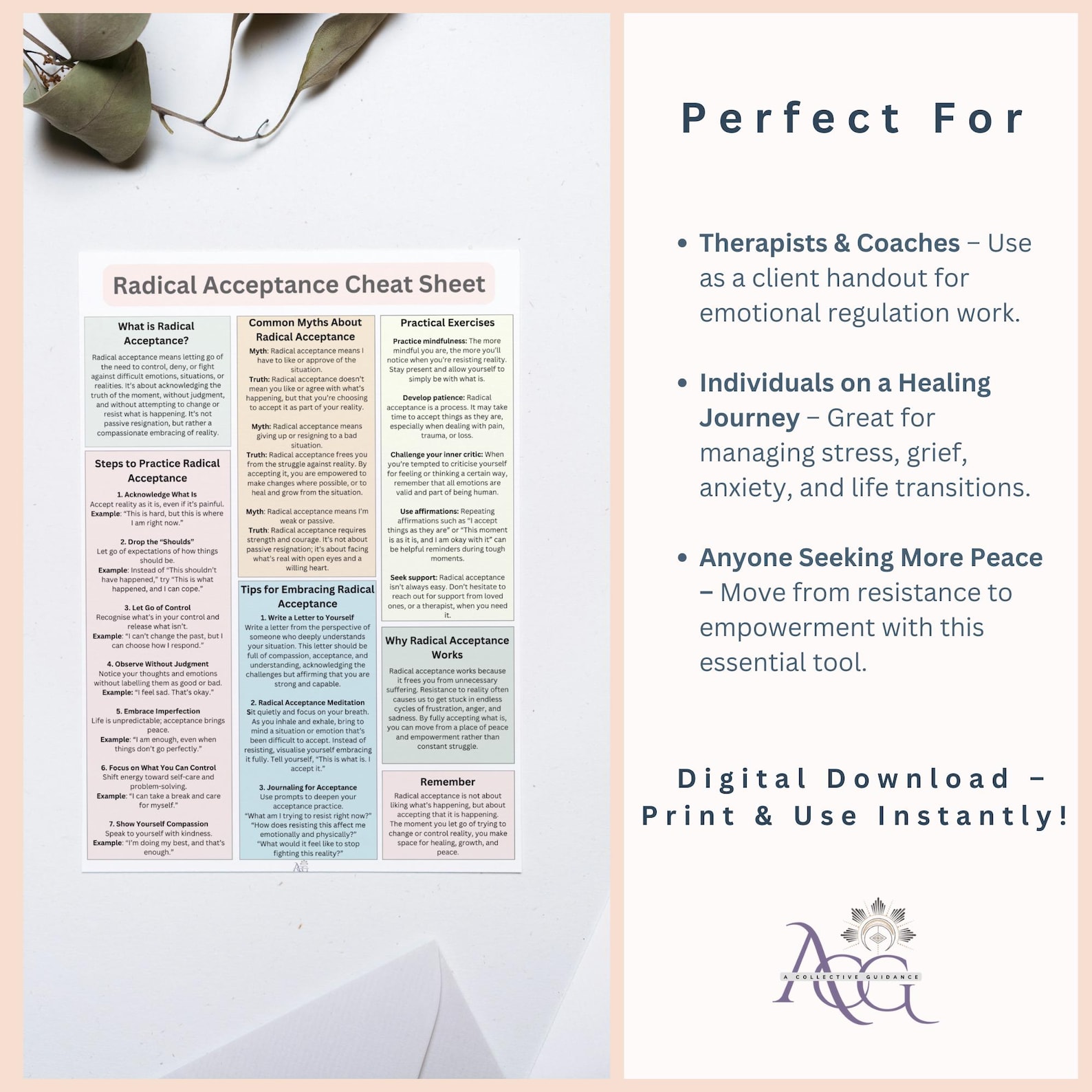 Radical Acceptance Cheat Sheet: Therapy & Mindfulness Tool (PDF) - Etsy
