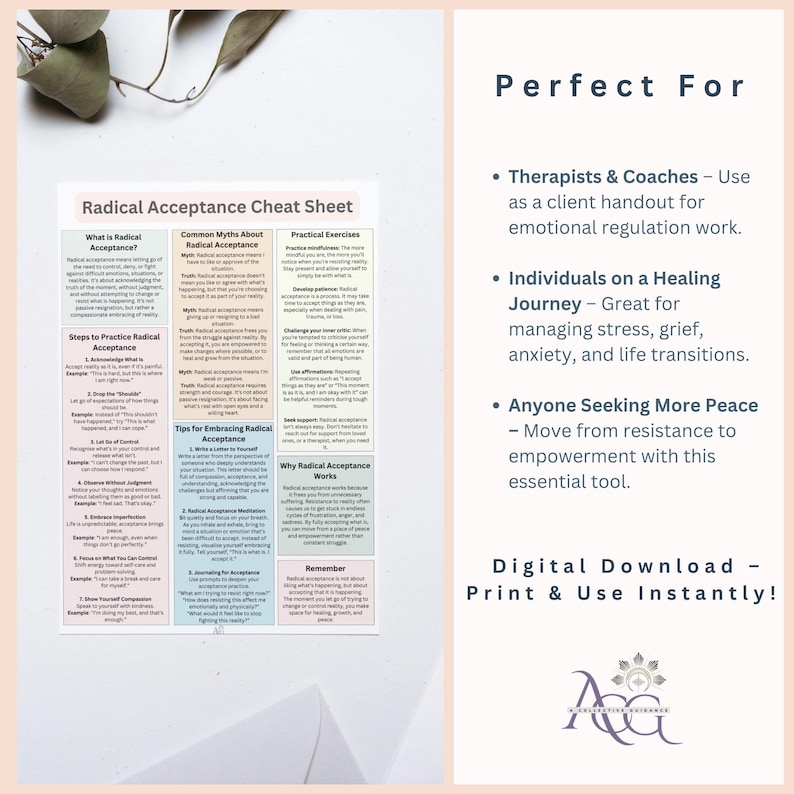 Radical Acceptance Cheat Sheet: Therapy & Mindfulness Tool (PDF) - Etsy