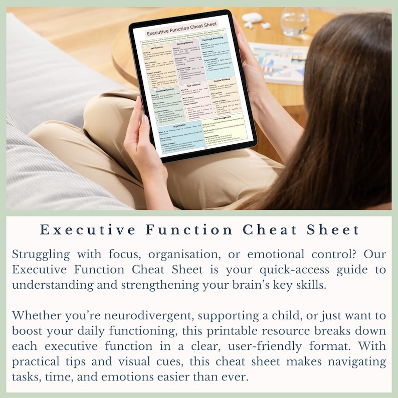 Executive Function Cheat Sheet | One-page Guide With Quick Tips for Managing Executive ...