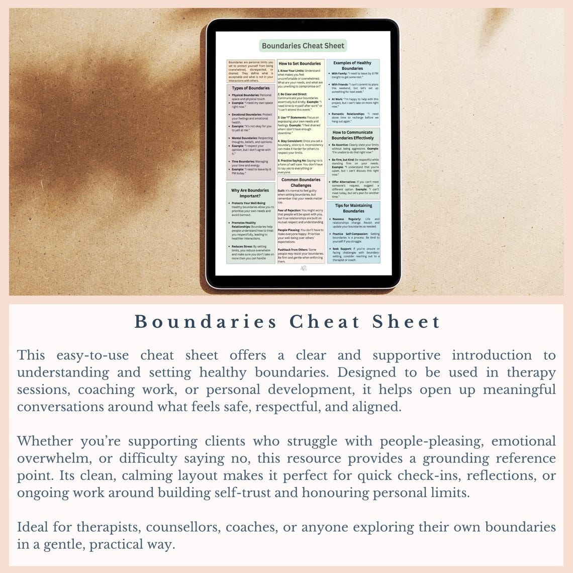 Boundary Cheat Sheet: Easy One-page Guide for Healthy Boundaries ...